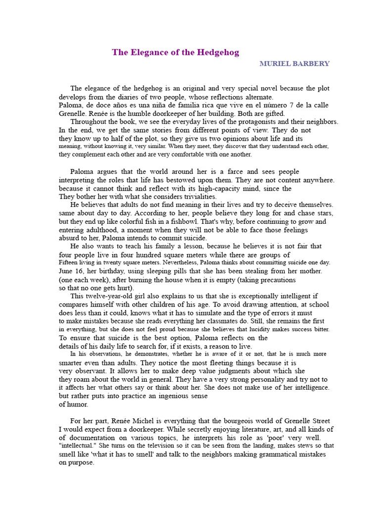 The Elegance of The Hedgehog | PDF | Psychology | Psychological Concepts