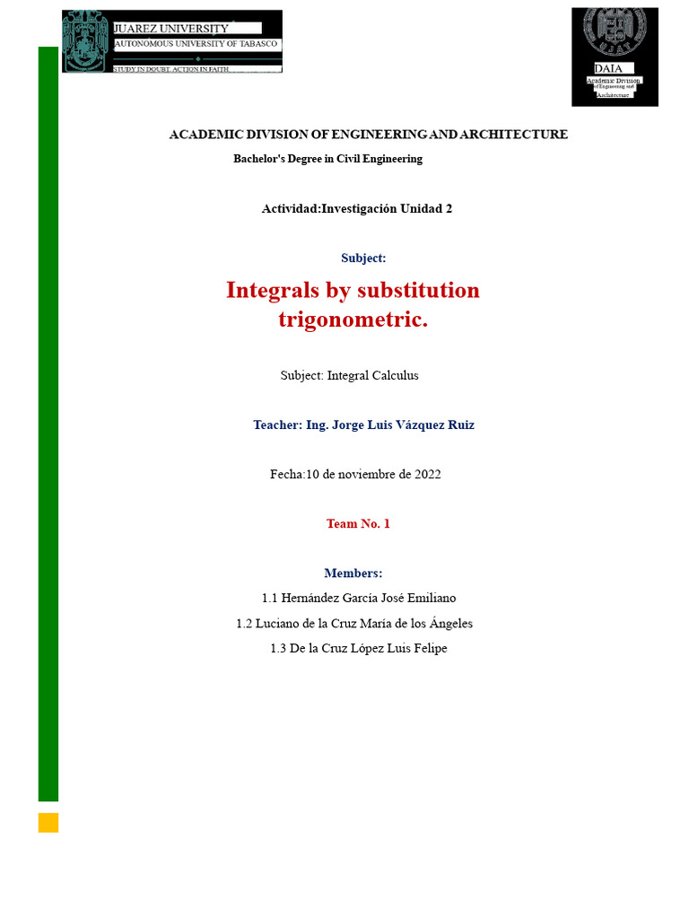 TRIGONOMETRIC SUBSTITUTION INTEGRALS | PDF | Trigonometric Functions ...