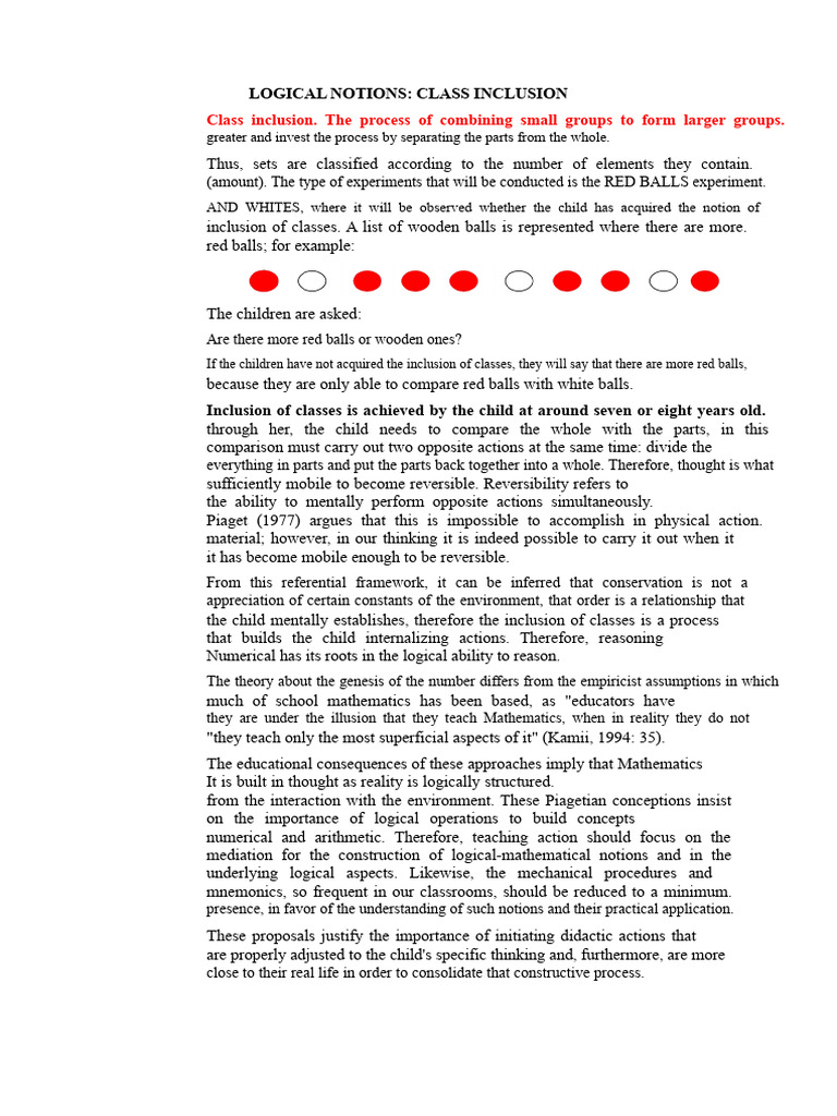 Understanding Class Inclusion in Children | PDF | Behavioural Sciences ...