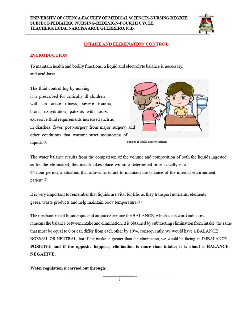Pediatric Fluid Intake and Elimination Guide | PDF | Intravenous ...