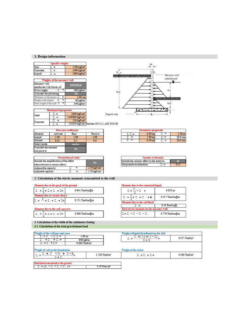 Zapata Running and Masonry Wall Aci-318-19-150620 | PDF | Concrete ...