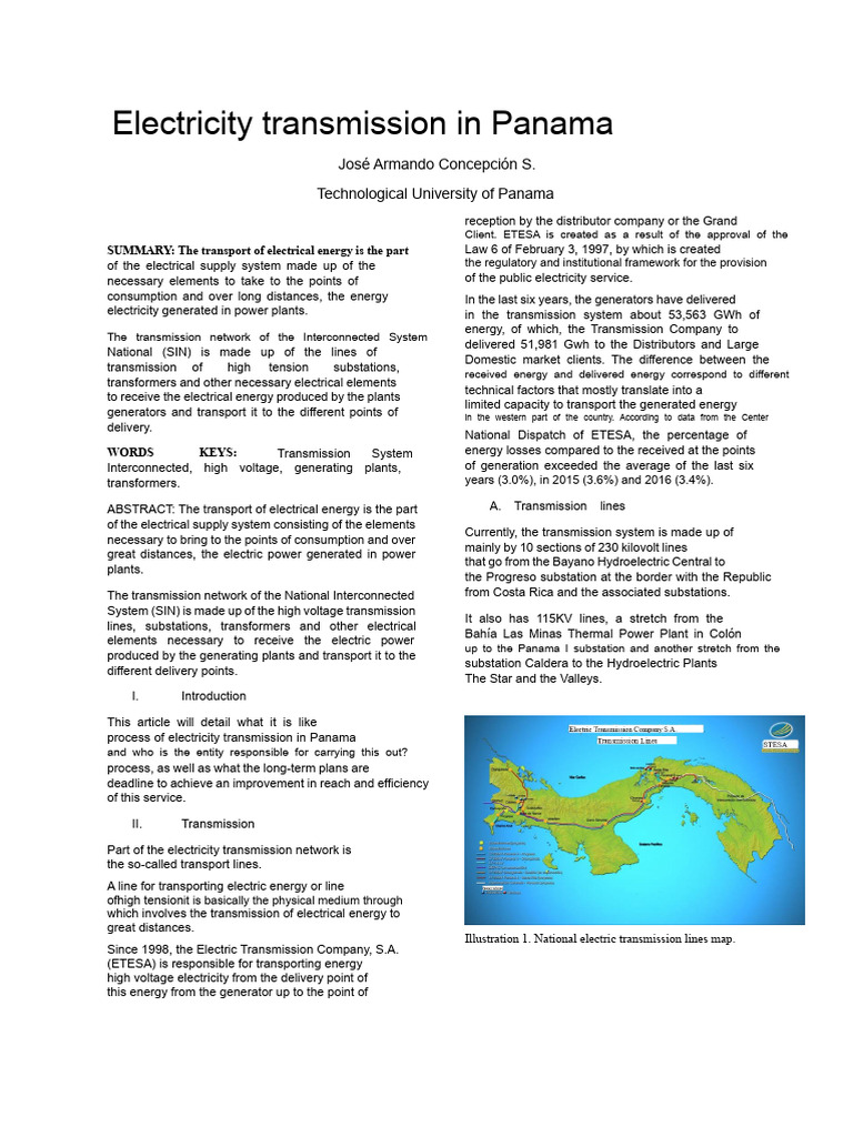 Electricity Transmission in Panama Explained | PDF | Electric Power ...