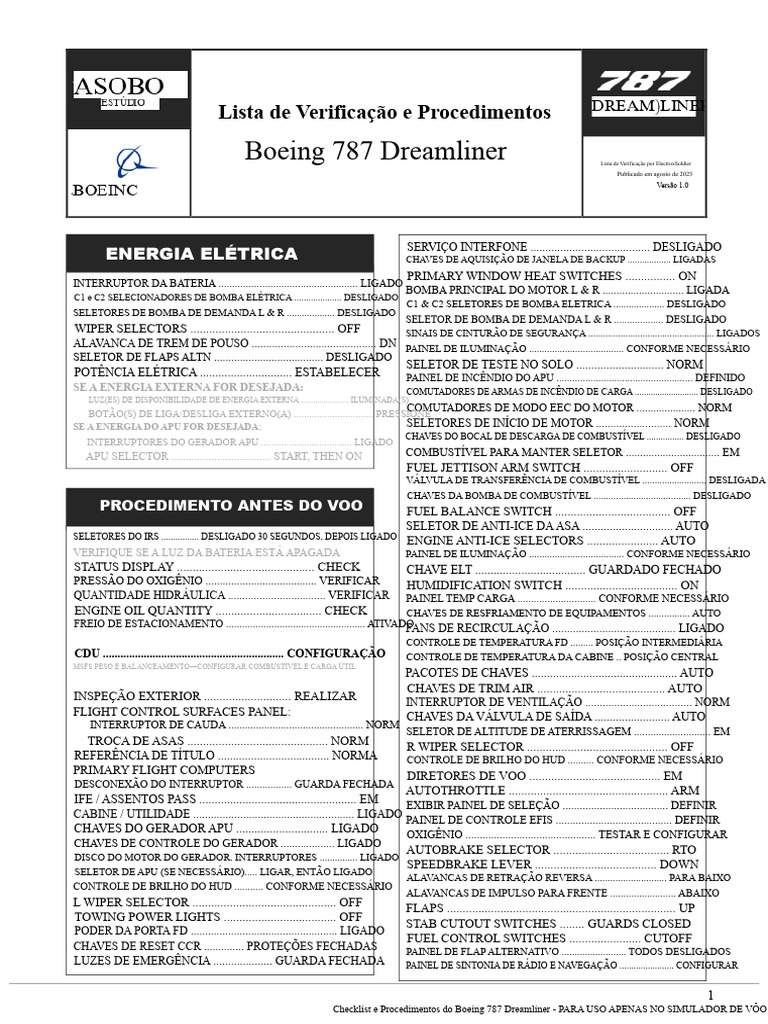 B787_Checklist_v1.0 | PDF | Aviação | Transporte