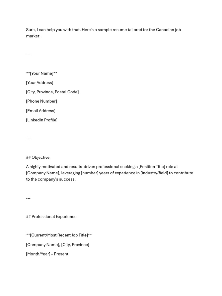 AI Sample Canadian CV | PDF | Résumé