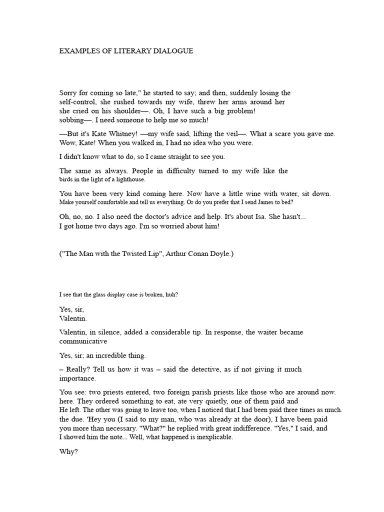 EXAMPLES OF LITERARY DIALOGUE | PDF