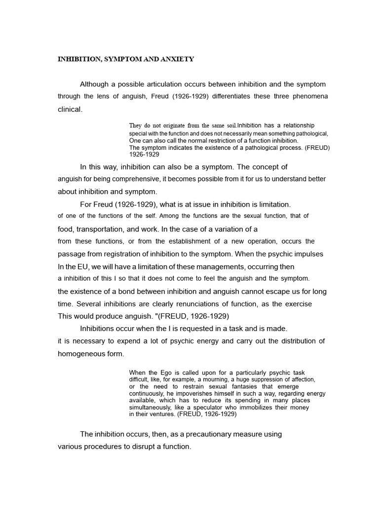 Inhibition, Symptom, and Anguish | PDF | Social Inhibition | Sigmund Freud
