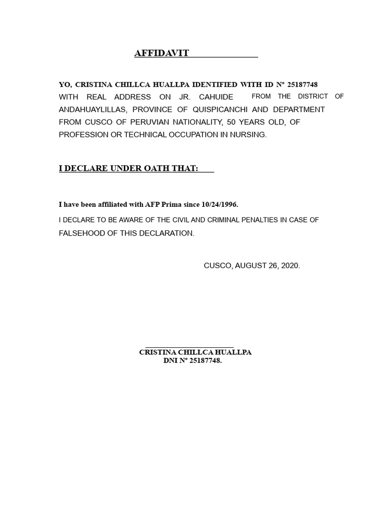 Affidavit of Afp | PDF