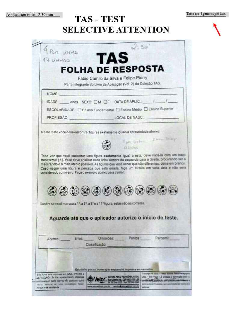 TAS - Selective Attention Test-2 WITH ANSWER KEY | PDF