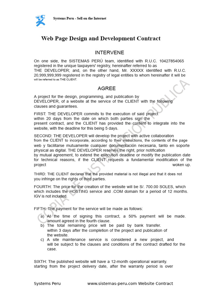 Web Design and Development Contract | PDF | Business Law | Common Law