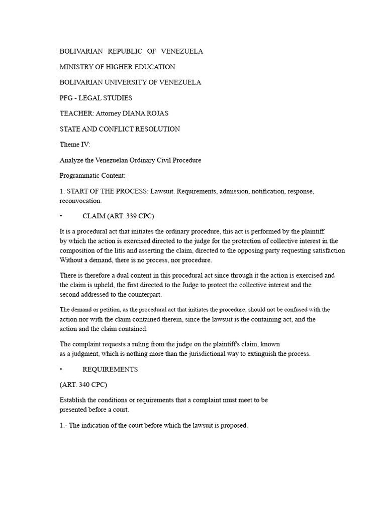 Venezuelan Civil Procedure Analysis | PDF | Evidence (Law) | Judgment (Law)