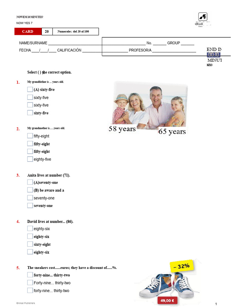 now yes (area)_in_10minutes_sheet_20 - numbers | PDF