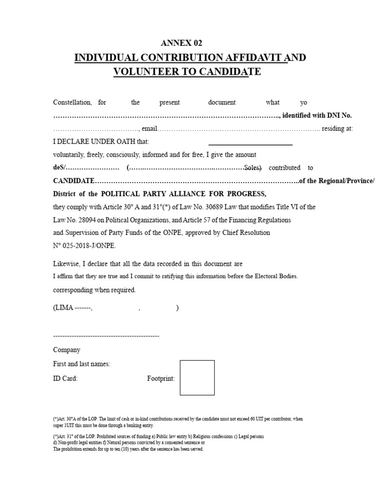 Individual Contribution Affidavit Template | PDF