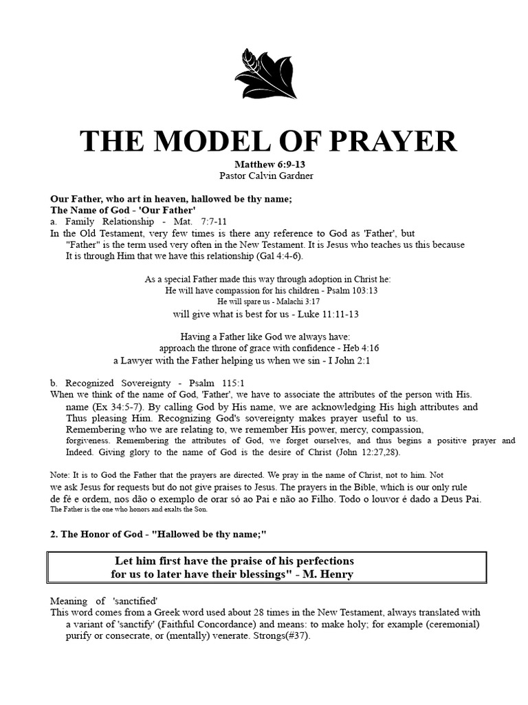 Understanding the Model of Prayer | PDF | Lord's Prayer | Glory (Religion)