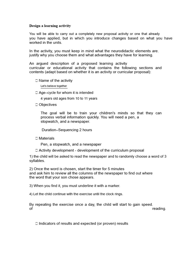 Motivation Activity: Design a Learning Activity | PDF