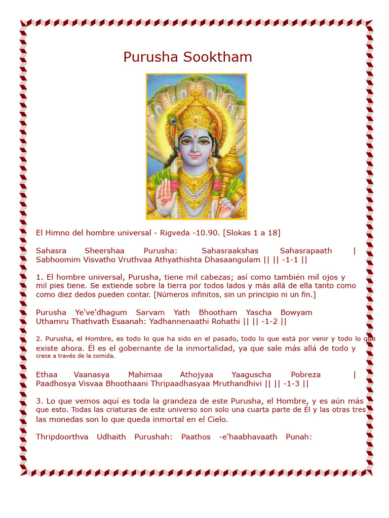 Purusha Sukta | PDF | Literatura hindú