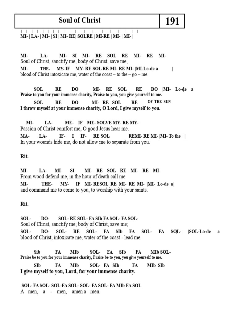Soul of Christ chords | PDF | Theology | Christian Belief And Doctrine