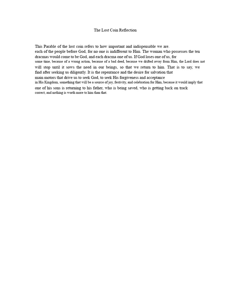 The Lost Coin: A Parable of Redemption | PDF