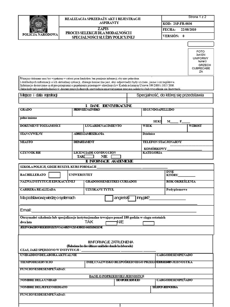 2SP-FR-0036_FORMAT ZAPISU SELEKCJI MODALNOŚCI SPECJALNOŚCI | PDF