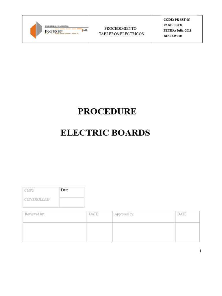 Electrical Panel Safety Procedure | PDF | Electrical Engineering ...