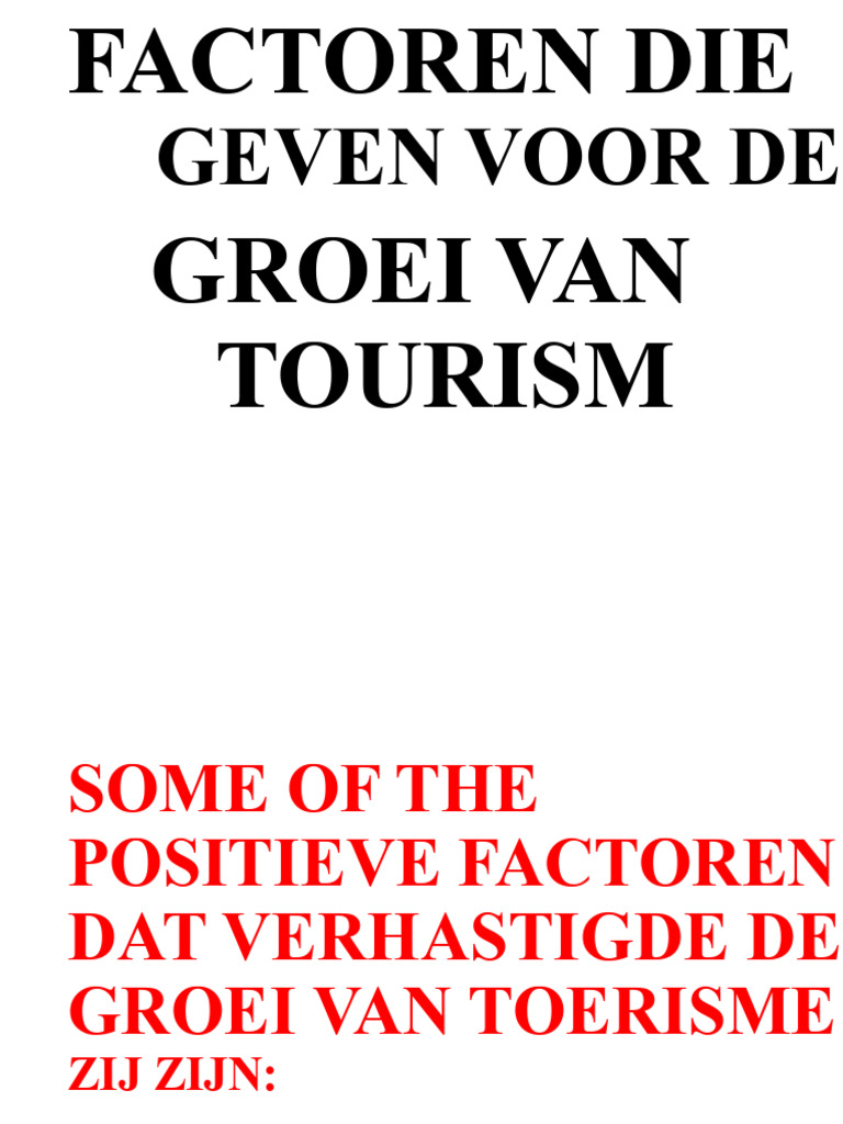 Factoren die de groei van toerisme bevorderen | PDF