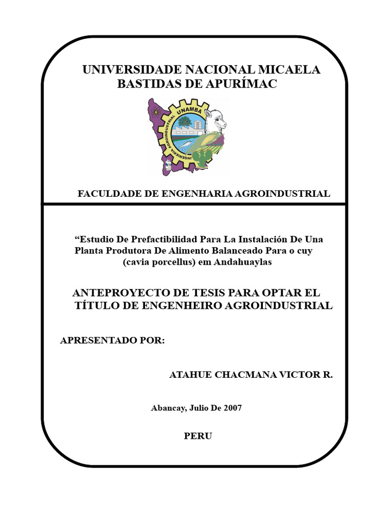 Tese Perfil - ração balanceada PARA COBAYAS último | PDF | Nutrientes ...