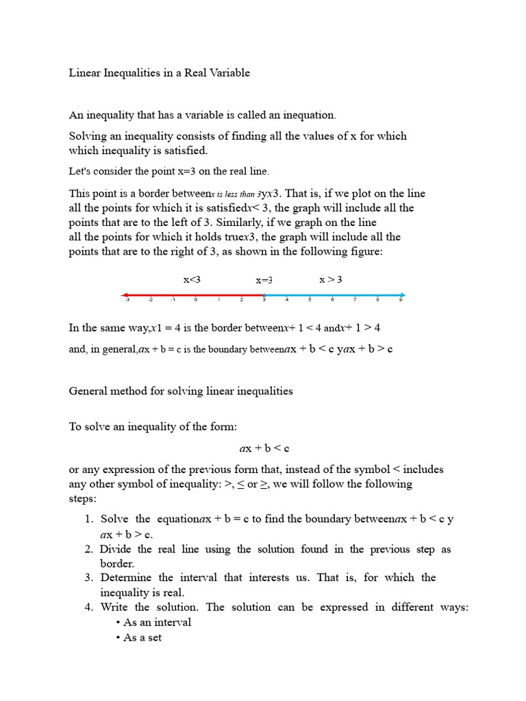 Solving Linear Inequalities Explained | PDF | Interval (Mathematics ...