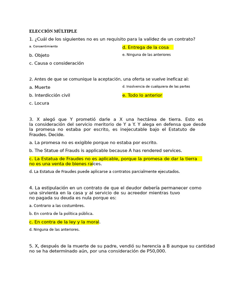 MULTIPLE_CHOICE.odt | PDF | Pagos | Derecho privado