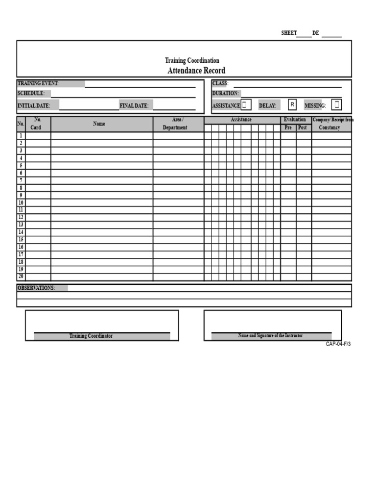 Attendance Record Example | PDF