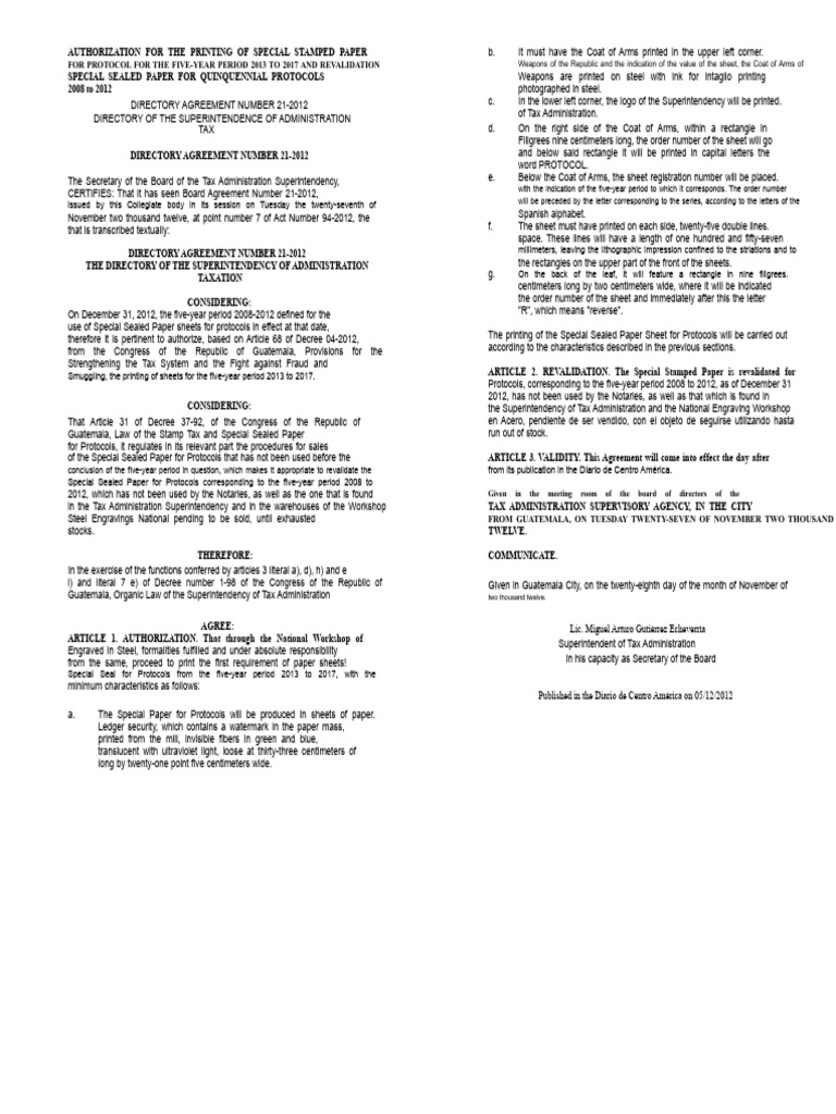Agreement-SAT-806-2013-Fiscal Stamps-Columns, and five-year period ...