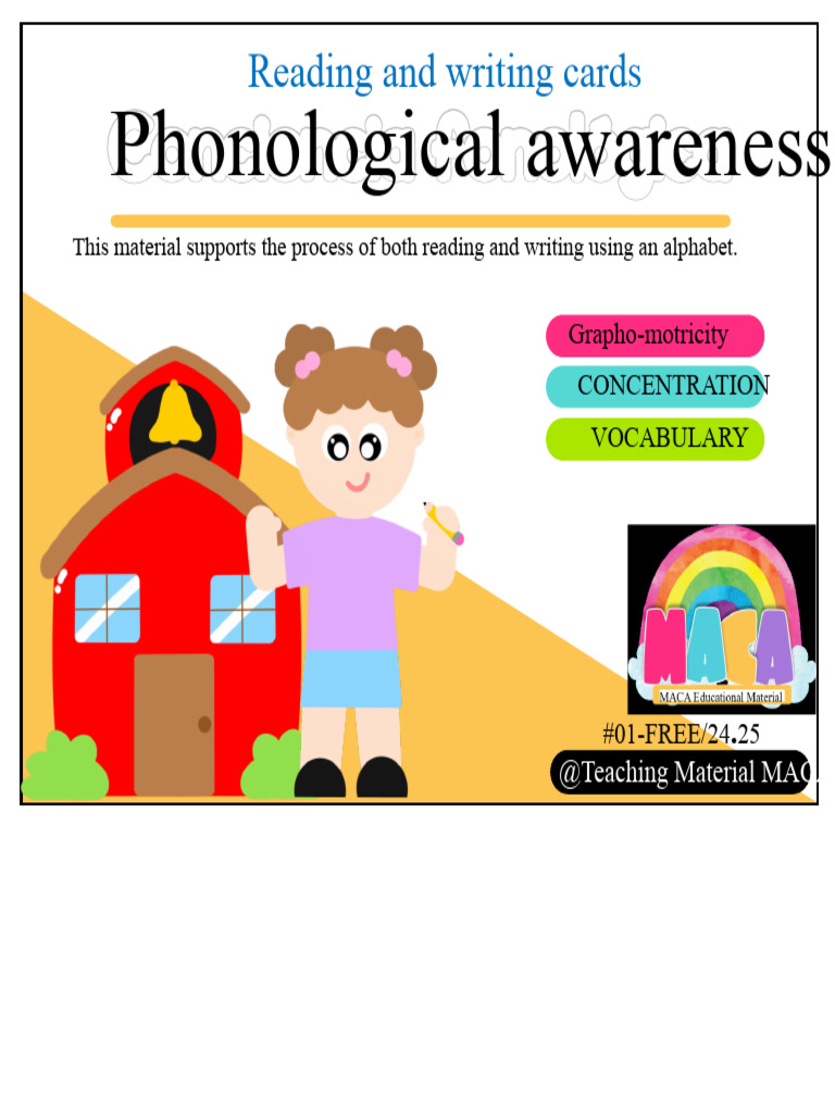 01. PHONOLOGICAL AWARENESS CARDS Free Material MD MACA | PDF