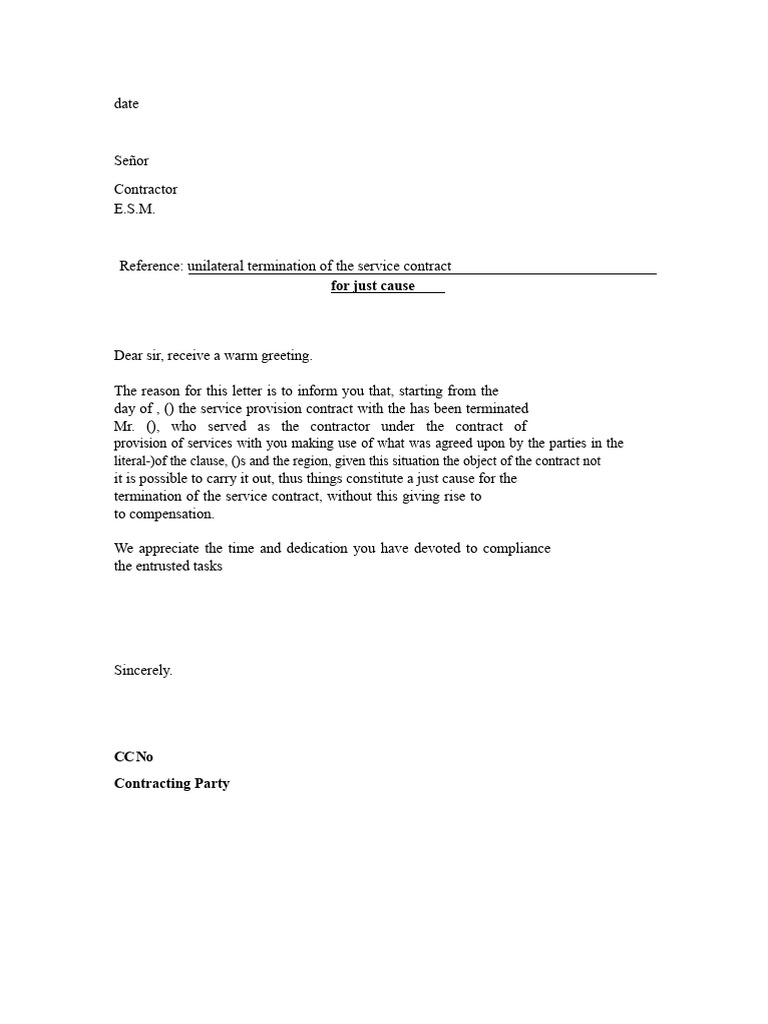 letter of termination of contract for just cause.docx | PDF