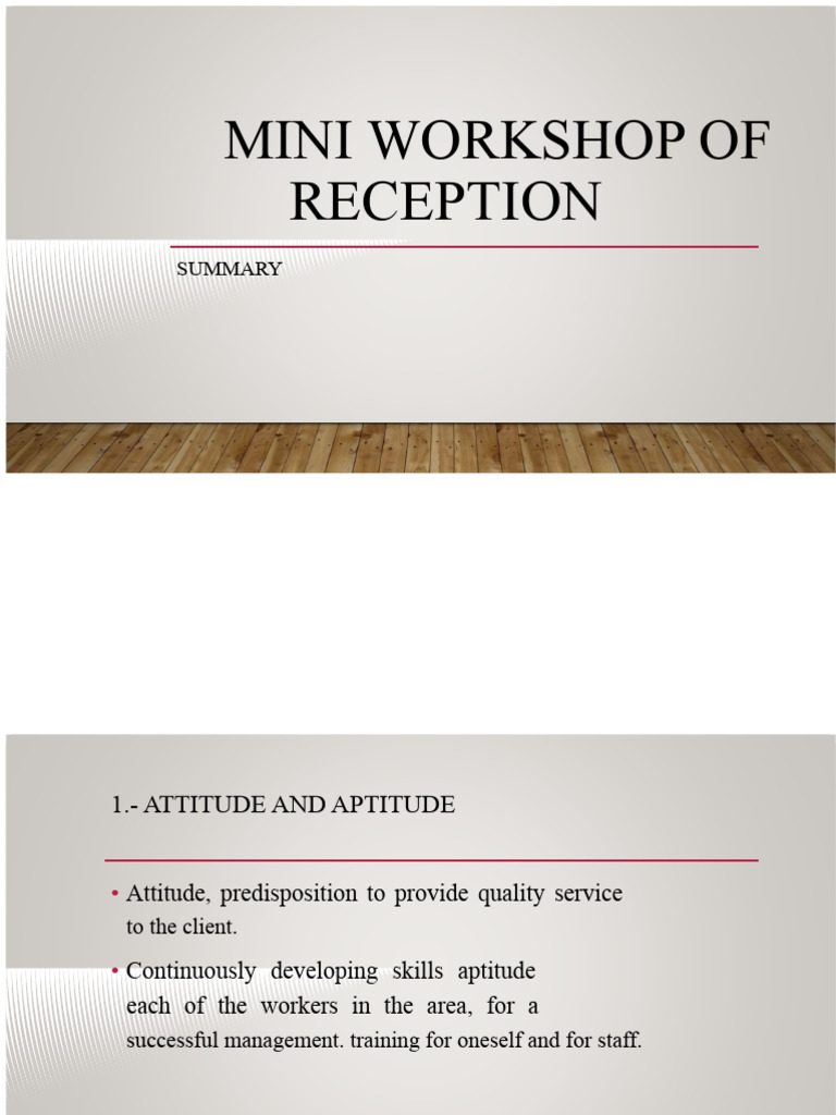 MINI RECEPTION WORKSHOP POWER POINT | PDF | Economies | Business