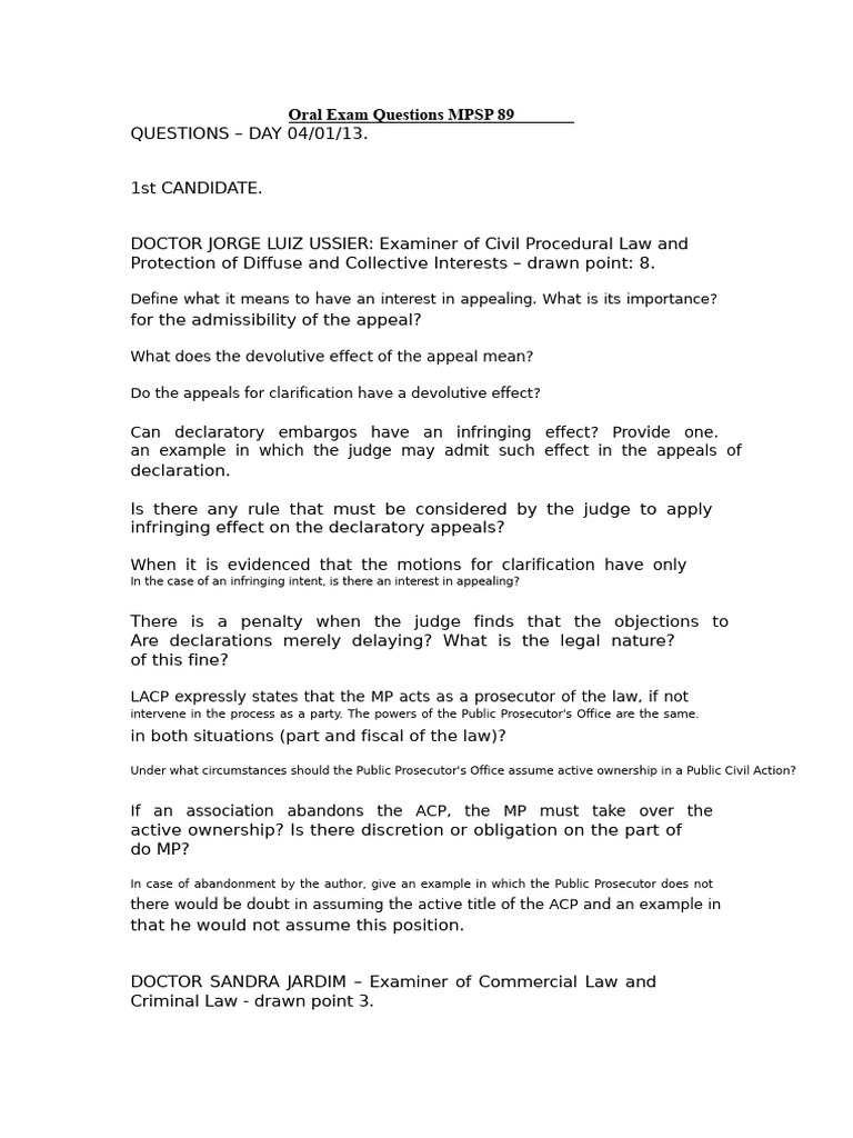 Oral Exam Questions MPSP 87 88 89 | PDF | Parliamentary Immunity ...