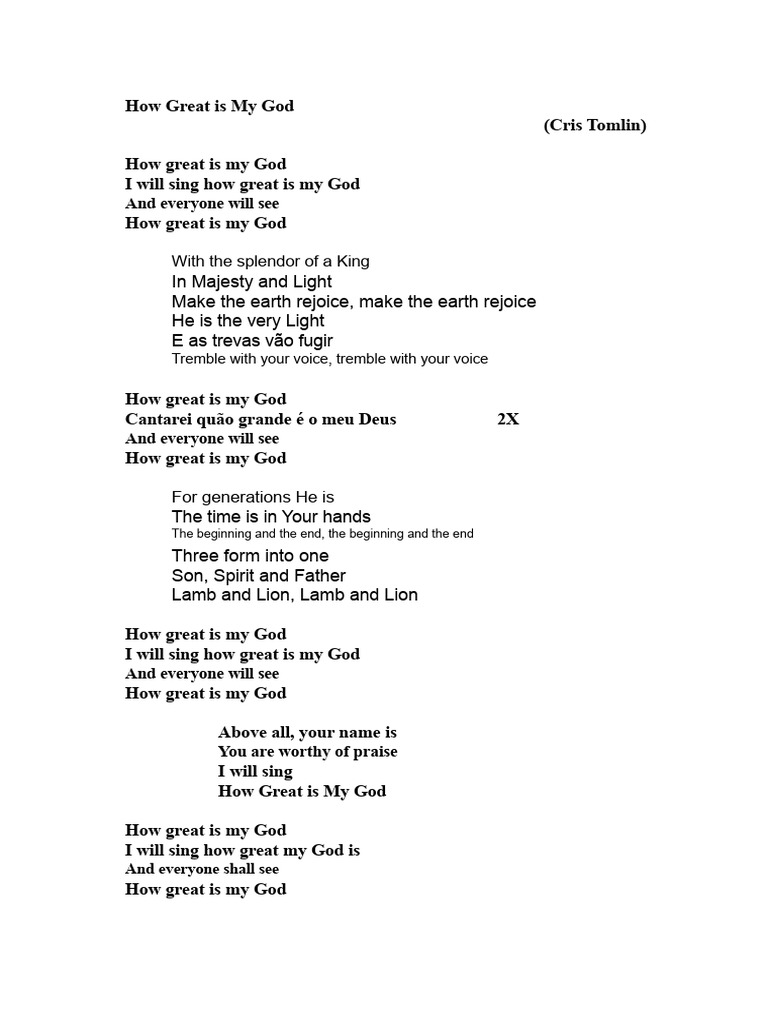 How Great Is My God Lyrics | PDF