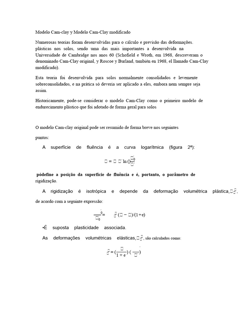 Modelo Cam Clay | PDF | Estresse (Mecânica) | Mecânica