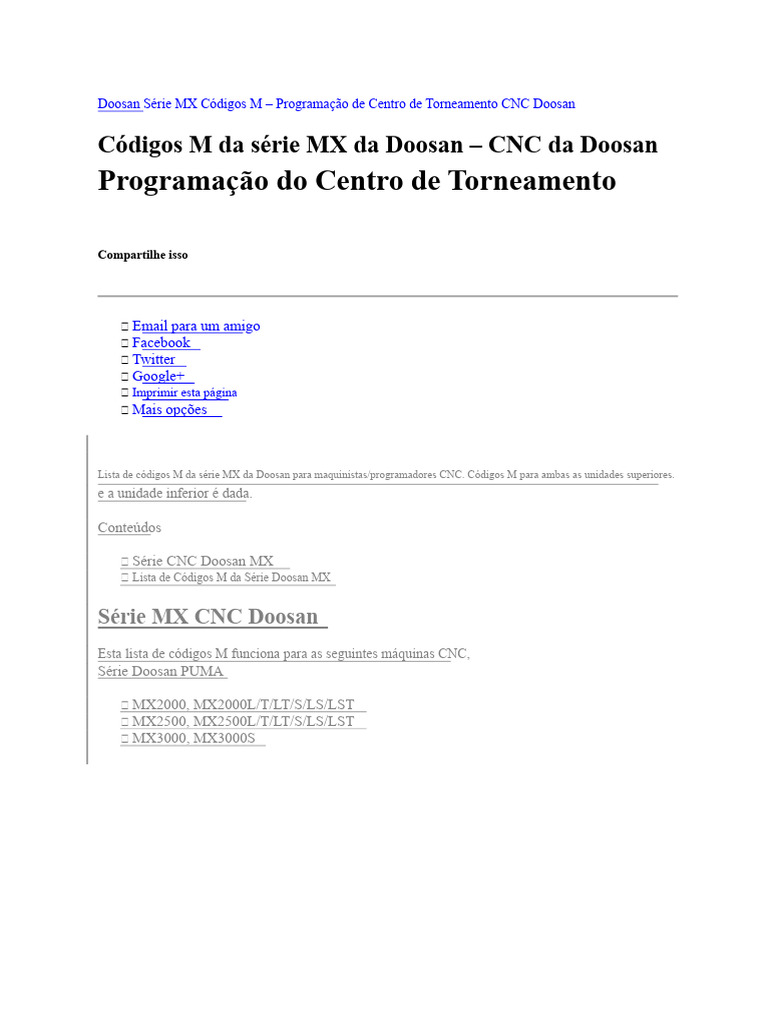Códigos M para Torneamento CNC Doosan | PDF | Metalurgia | Processos ...