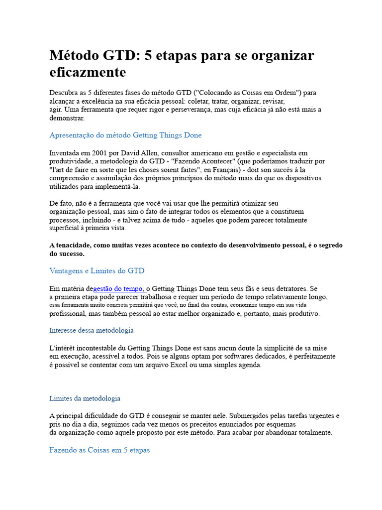 Método GTD | PDF | Tempo