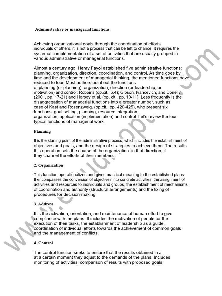 Administrative or Managerial Functions | PDF | Leadership | Business