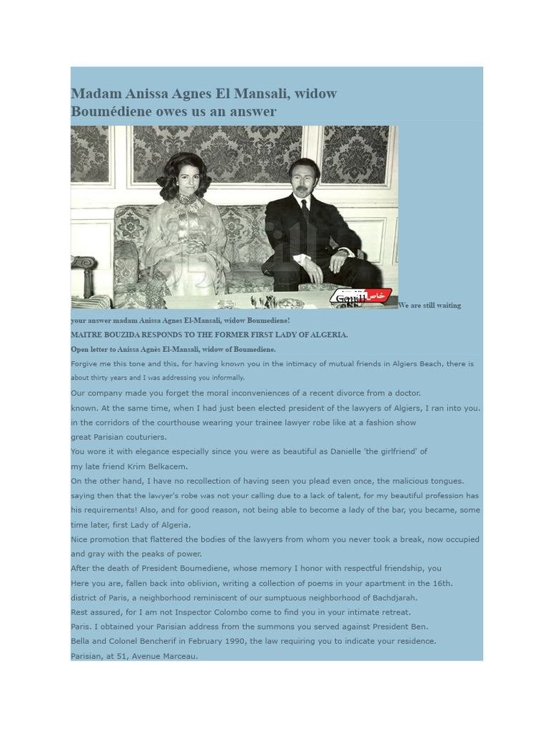 Madam Anissa Agnes El Mansali | PDF