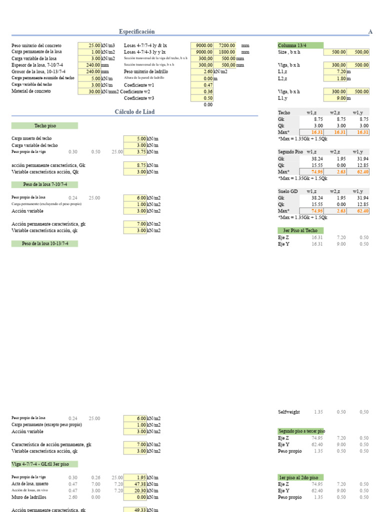 Cálculo de Excel para la Columna 1 | PDF | Ingeniería mecánica ...