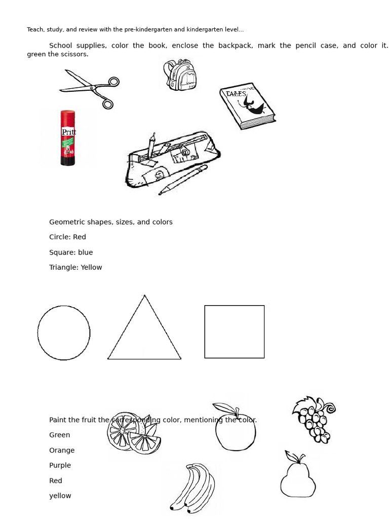 English Vocabulary Pre-Kinder | PDF