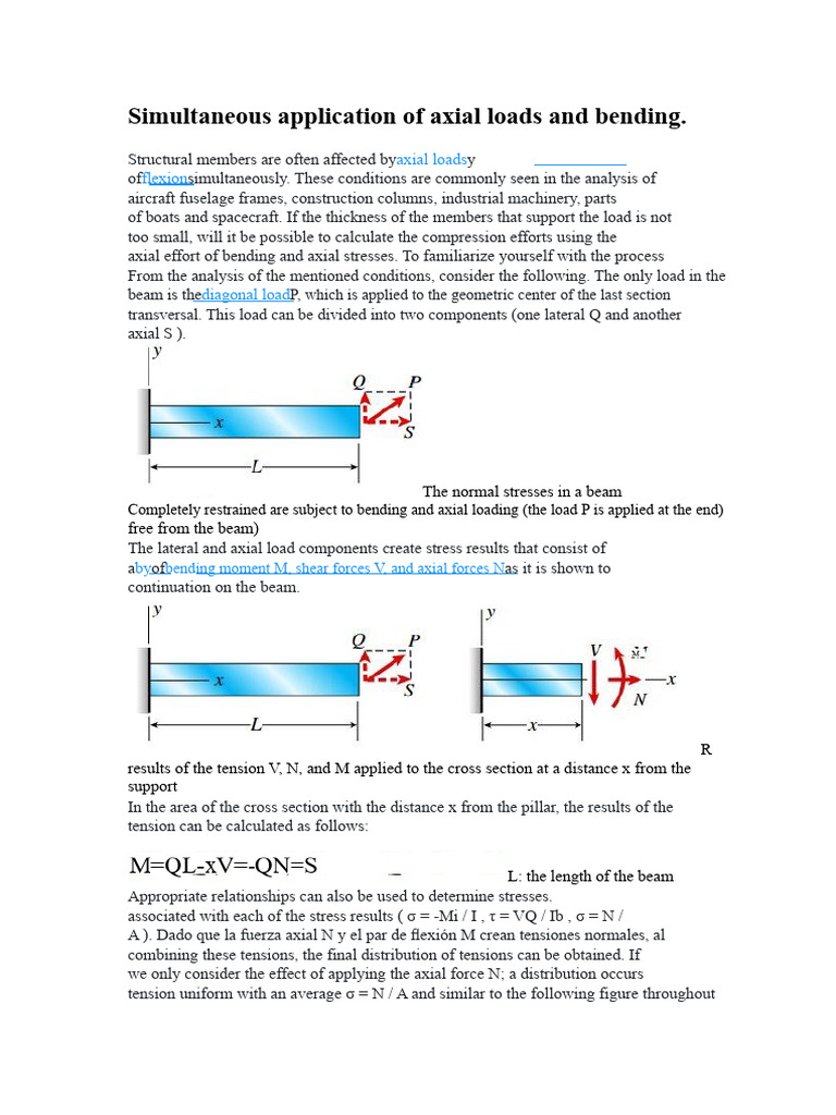 Simultaneous application of axial loads and bending | PDF | Bending ...
