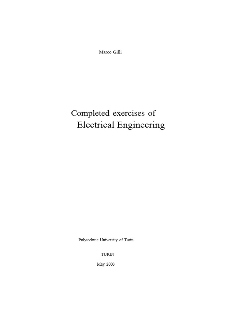 Polito - Solved Exercises in Electrical Engineering - M. Gilli | PDF