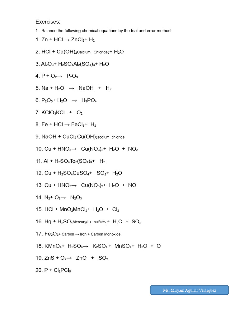 Balancing Exercises by Guessing | PDF