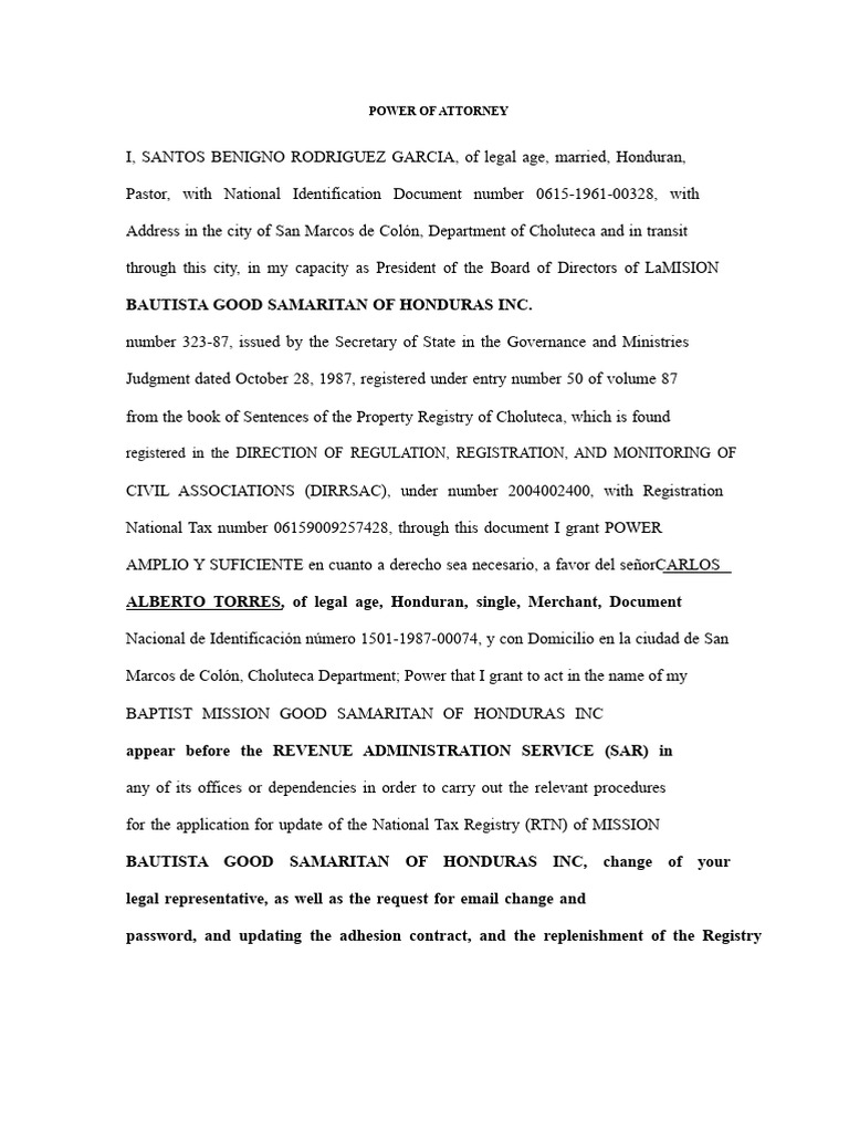 2023 Power of Attorney For Sar MBBS and Carlos | PDF | Power Of ...