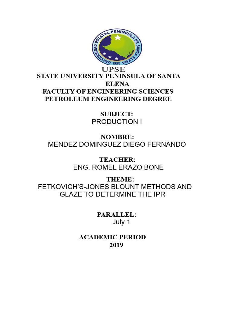 FETKOVICH'S METHODS - JONES BLOUNT AND GLAZE TO DETERMINE THE IPR.docx ...