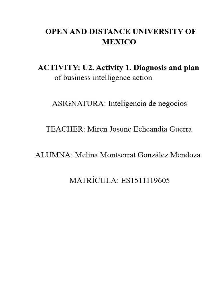 Activity One Business Intelligence Unit Two | PDF | Strategic ...