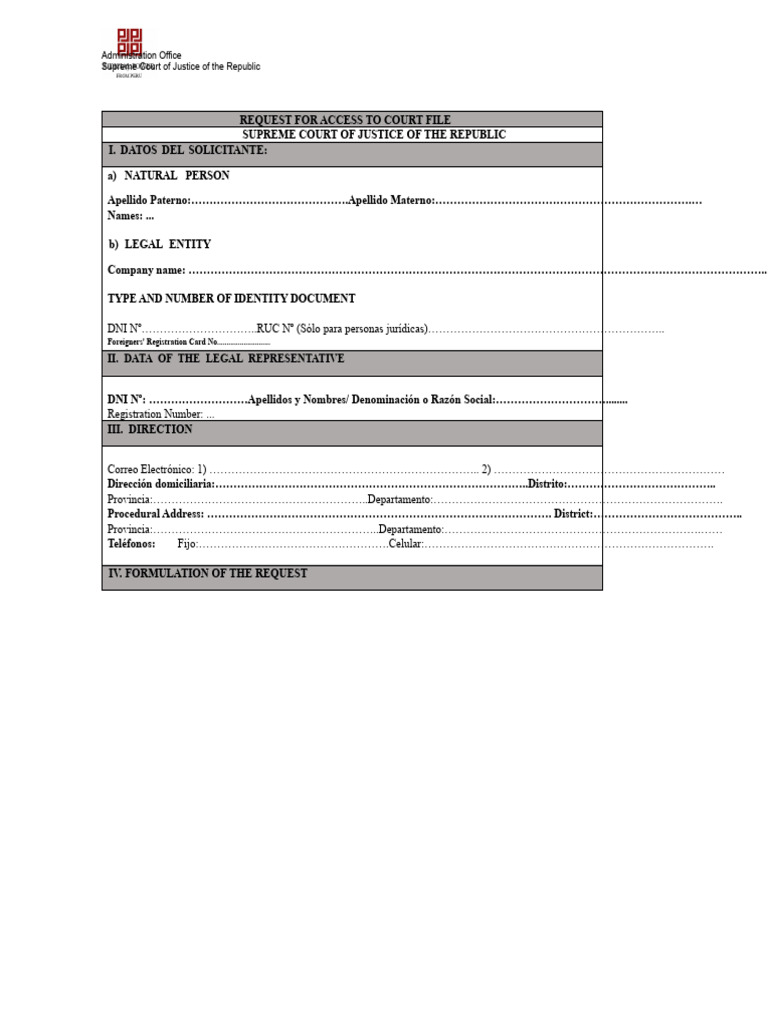 Request for Court File Access Form | PDF | Justice | Crime & Violence