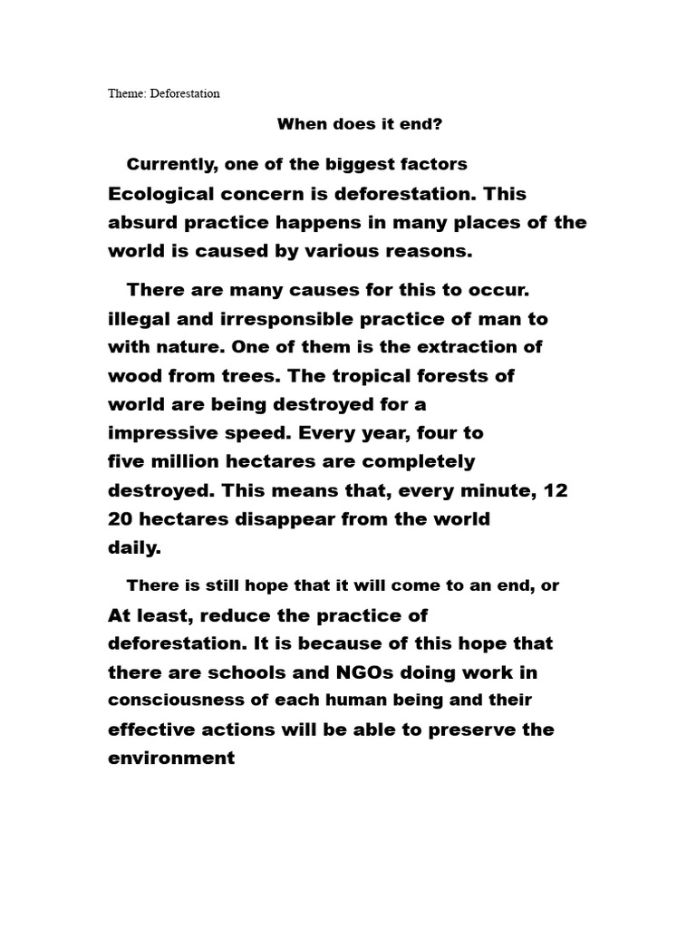 Essay on Deforestation.docx | PDF