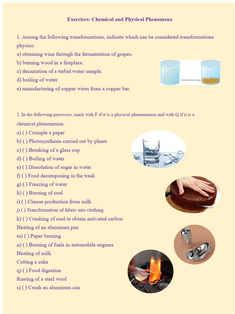 Chemical vs. Physical Transformations Exercises | PDF
